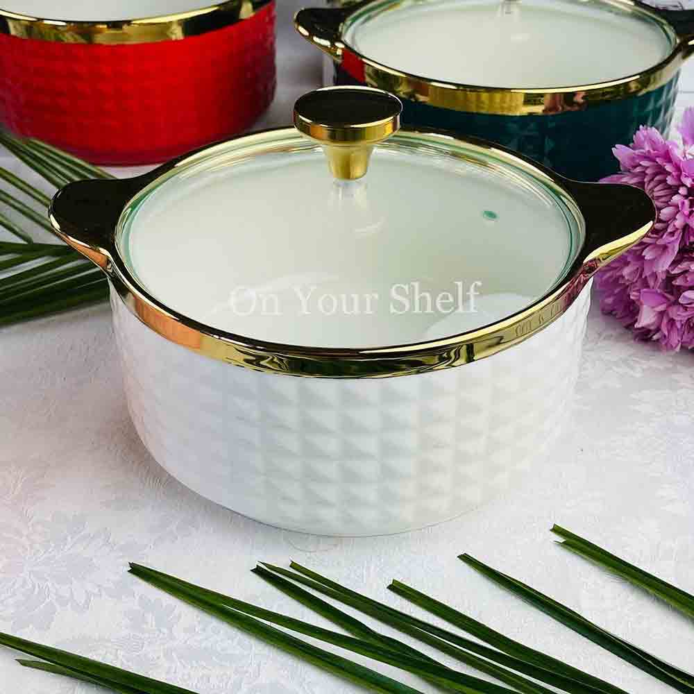 Taureen Pot Textured Large - White