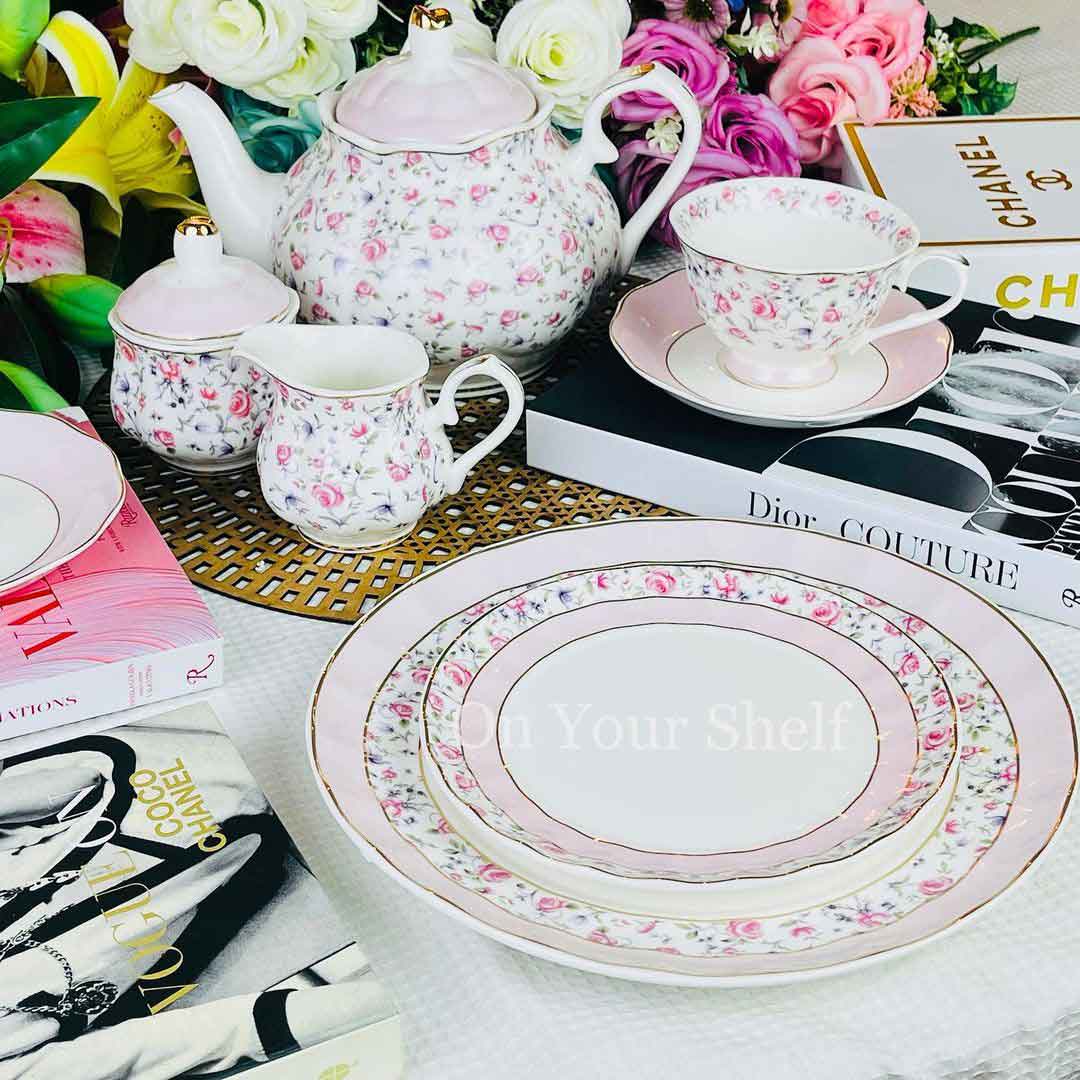 RA 24 Piece Tea Set Secret Garden Pink Dream