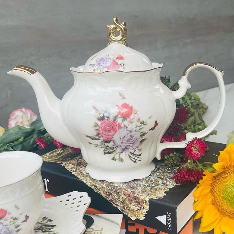 24 Piece Tea Set Summer Butterfly Floral