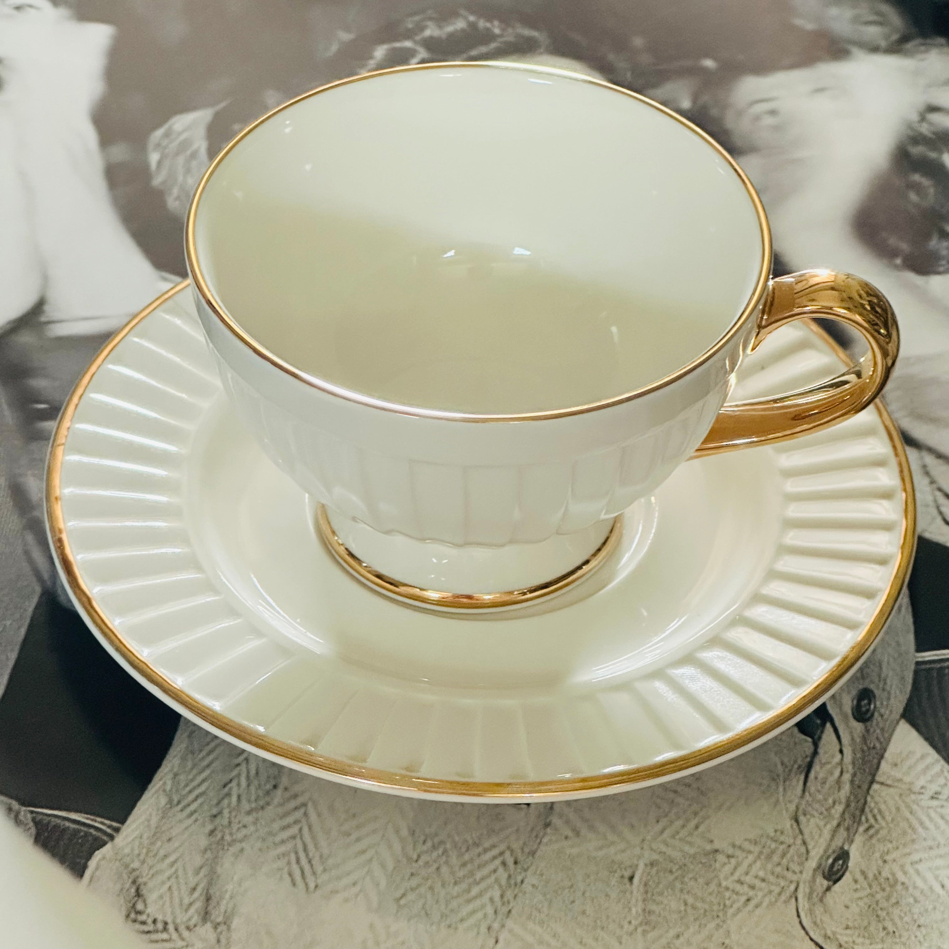 Grace White Tea Cups (Set of Six Tea Cups & Saucers)