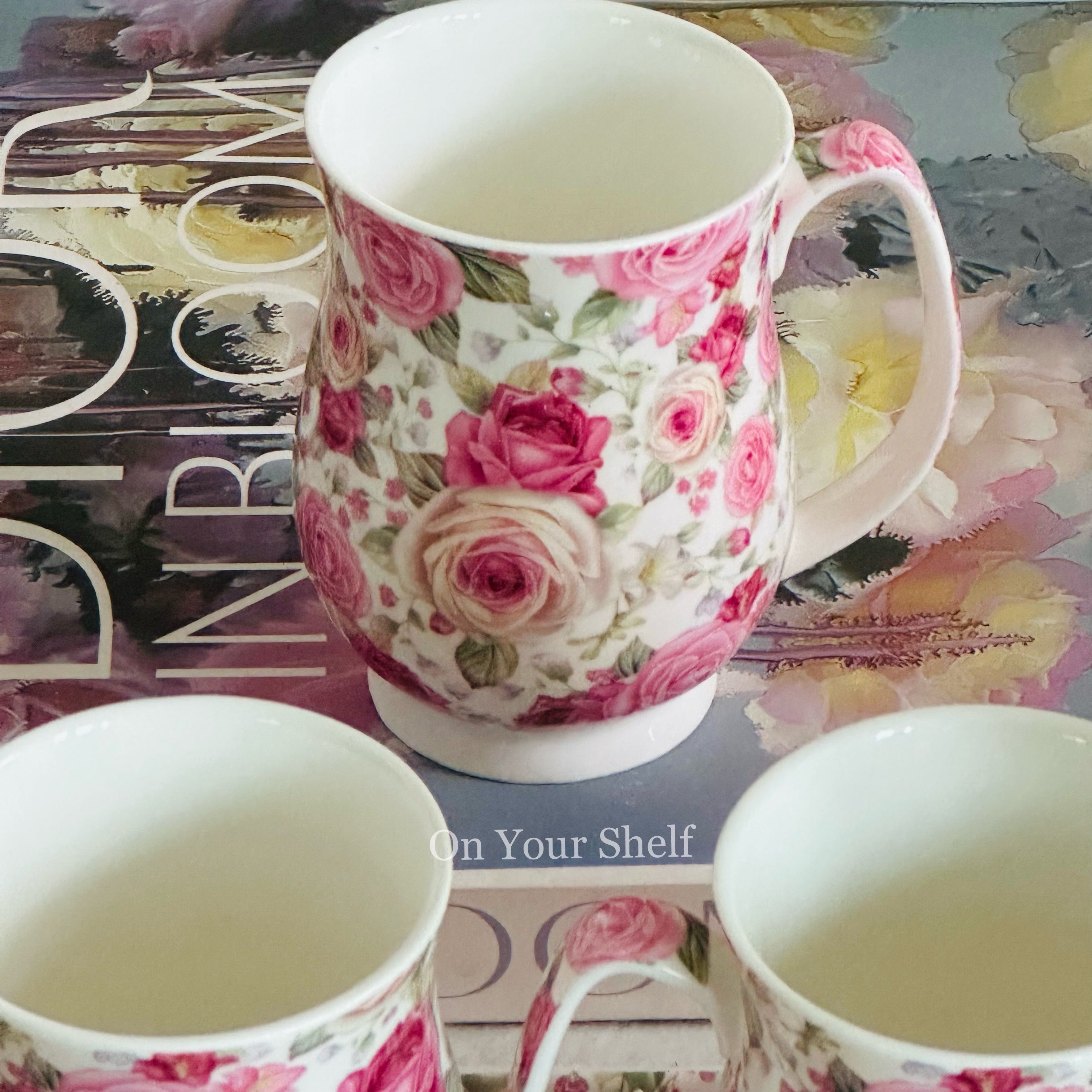 Pretty In Pink (six mugs, one teapot, one tray)